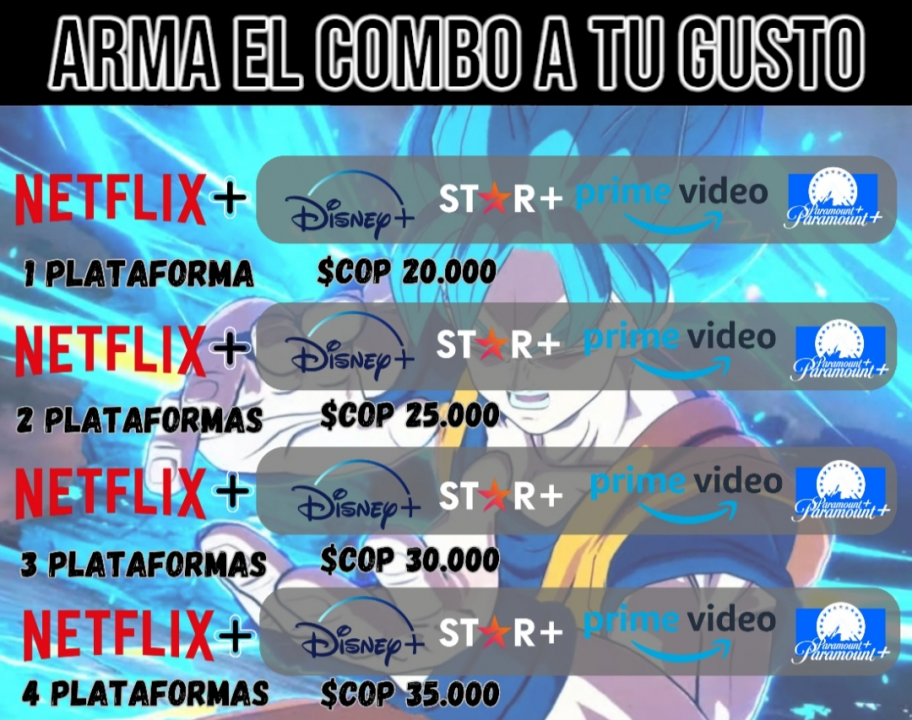 Plataformas de Streaming en combo