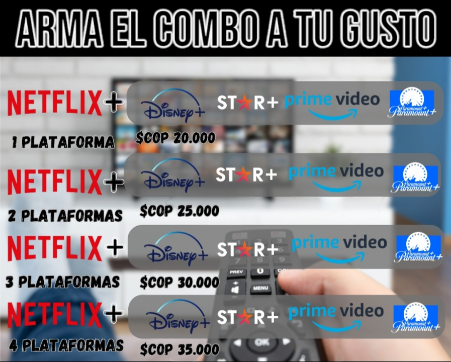 Combos de plataformas de streaming
